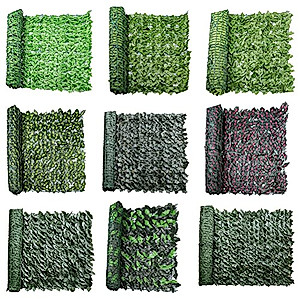 POPG Expandable Faux Fence Artificial Ivy Leaf Fence Mesh Screen Fencing Panels for Outdoor Garden Porch Patio Yard Balcony Decor, Artificial Hedges