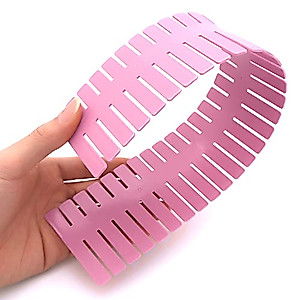 DUTWROY 24Pcs Adjustable Drawer Dividers 14.5Inch Plastic Storage Drawers Divider Pink DIY Grid Drawer Organizer Dividers for Socks Underwear Makeup Clothes