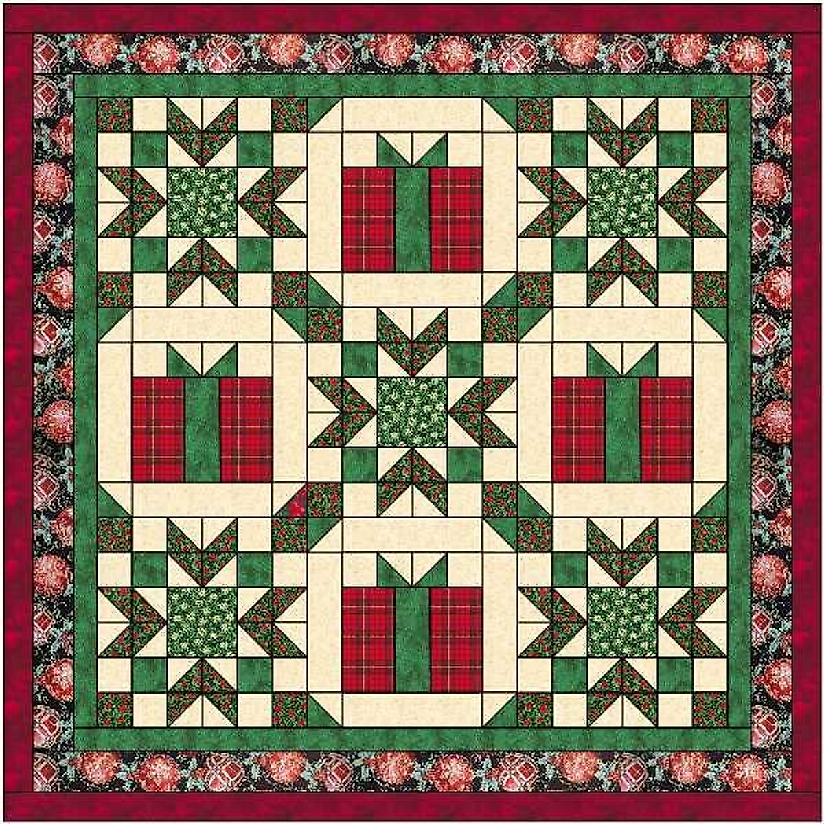 Quilt Kit All Wrapped Up/Christmas/Benartex Fabrics Precut 70" X 70"