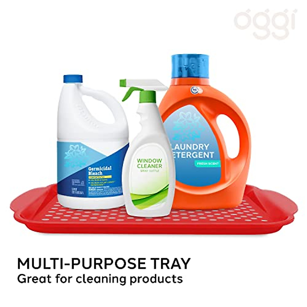 Oggi Anti Slip Serving Tray with Handles- Red Rectangle Tray - Ideal Tray for Eating, Breakfast Tray, Food Tray, Appetizer Tray, Serving, 5504.2, 17.5x11.5''