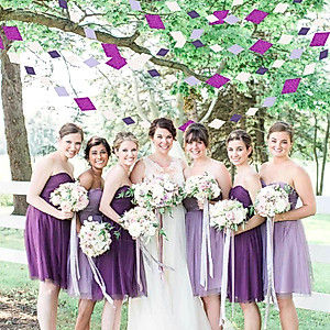 Purple-White Lavender Party-Decorations Paper Garland - 39ft Women Girl Birthday Hanging Streamers Banner,Baby Bridal Shower Wedding Engagement Bachelorette Graduation Decor Hugtmr