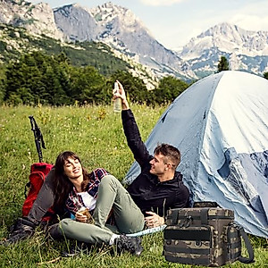 Hxy Ang Tactical Lunch Box for Men, Large Leakproof Insulated Lunch Bag, Heavy Duty Lunch Cooler Bag with MOLLE Lunch Pail for Work Camping Fishing Picnic (Black-Camo, 14L)