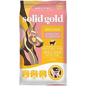 Solid Gold Hund N Flocken - Dry Dog Food w/Lamb, Rice & Pearled Barley - Digestive Probiotics for Dogs - Gut Health & Immune Support - Omega 3, Superfoods & Antioxidants - 4 LB
