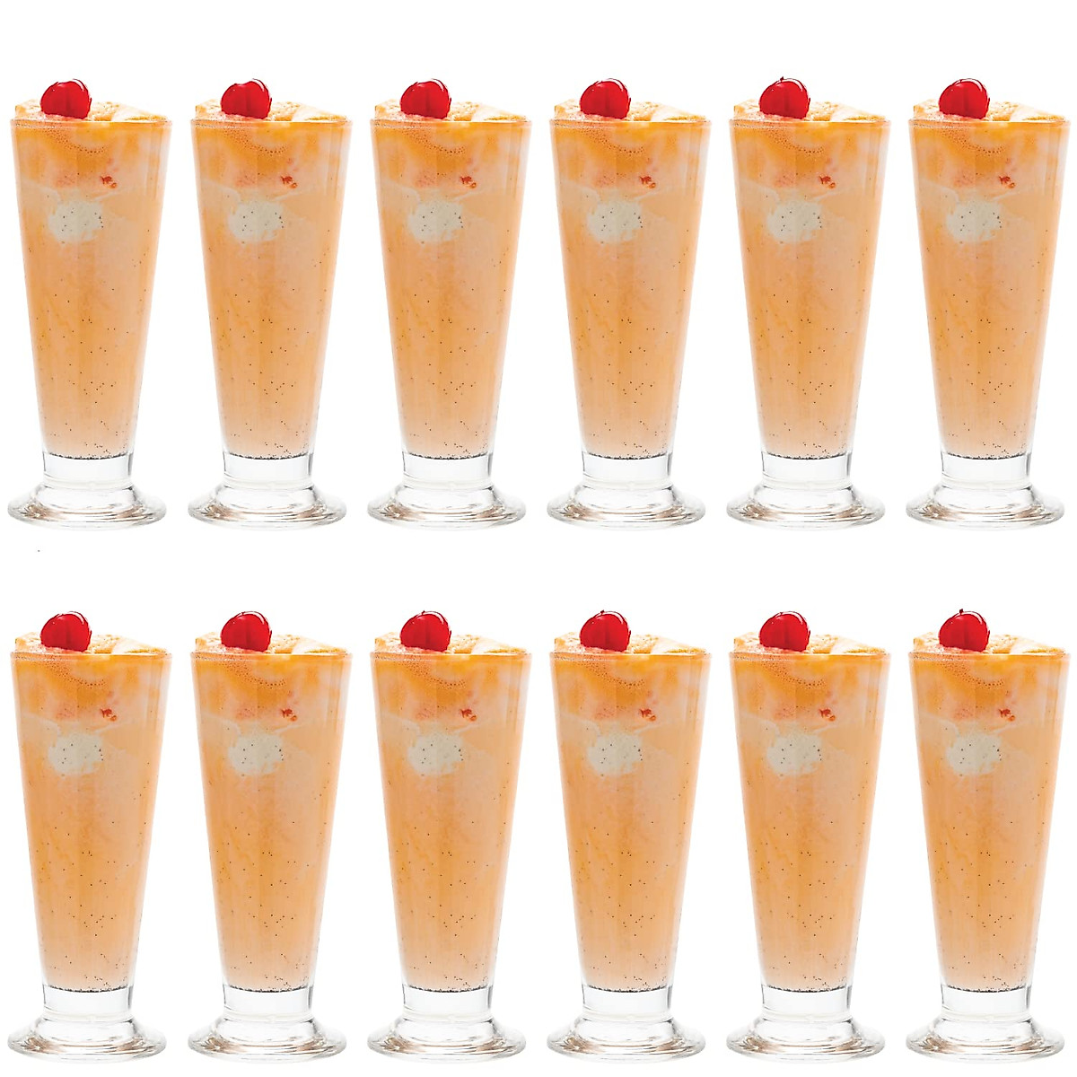 Vikko Footed Ice Cream Cups, SMALL 6.3 Ounce Milkshake Glasses, Thick and Durable Dessert Cups For Floats, Shakes, and Sundaes, Set of 6 Ice Cream Cups
