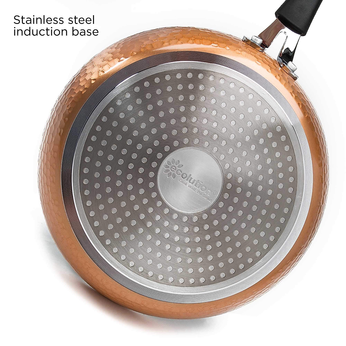 Ecolution Impressions Hammered Nonstick Frying Pan, Dishwasher Safe Cookware with Riveted Stainless Steel Handles, 10-Inch, Copper