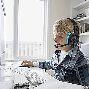 Meedasy Kids Adults Over-Ear Gaming Headphone for Xbox One, Nintendo Switch, Bass Surrounding Stereo, PS4 Gaming Headset with Microphone and Volume Control for Laptop, PC, Wired Noise Isolation (BLUE)