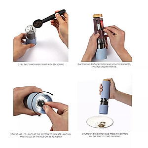 CA$HIFORNIA Electric Salt and Pepper Grinder Mill - Battery Operated Automatic Spice Grinder With Light - Modern Blue, Pink, Green Colors (Light Blue)