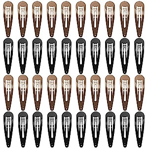 Women Hair Clips, Funtopia 40 Pcs 7cm / 2.8 Inch Long No Slip Metal Hair Clips Large Snap Hair Clips Barrettes Hairpins for Thick Hair (Brown, Black)