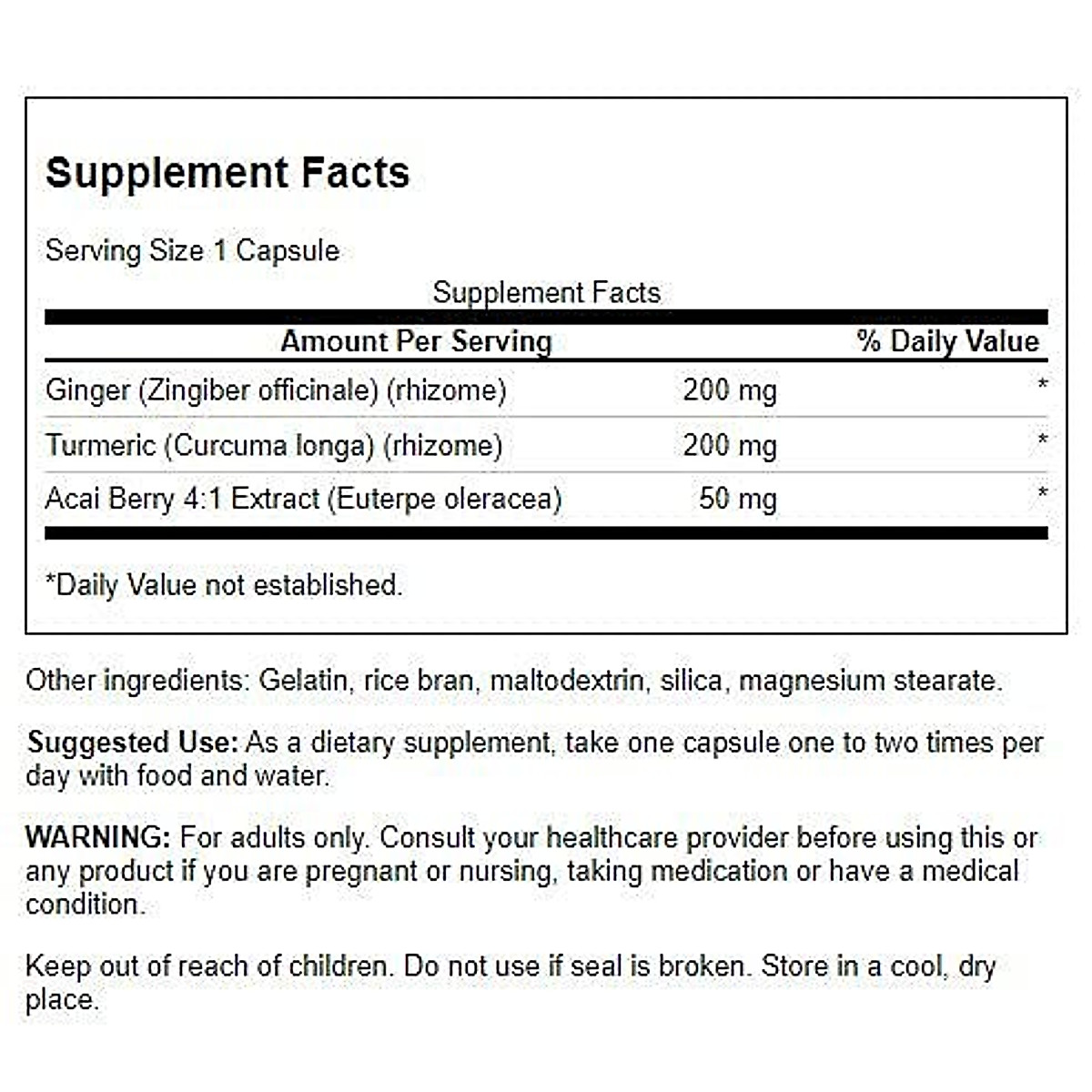 Swanson Full Spectrum Turmeric Acai & Ginger 60 Capsules (2 Pack)