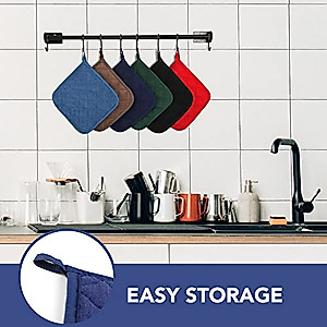 Pot Holders for Kitchen Heat Resistant Potholder, Pot Holder Clearance, Hot Pads for Kitchen, Trivet for Cooking and Baking (5, Dark Blue)