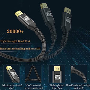 Soonsoonic HDMI 2.1 Cable 40 Ft 8K 48Gbps Ultra High Speed Cables & 8K@60Hz 4K@120Hz 144Hz eARC Dynamic HDR 3D HDCP2.2&2.3 HDMI Cord | for HDTV Monitor RTX 3090 Xbox Series X PS5 ect (12M)