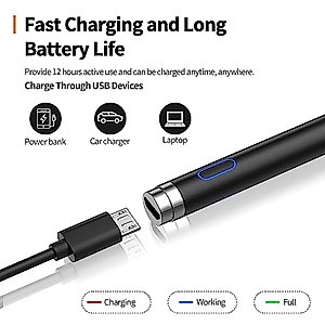Stylus Pens for Touch Screens, Stylus Pen for iPad with Fine Point Tip & Magnetic Cap, Compatible with iPad, iPhone, Android, Tablet and Other Capacitive Touch Screen for Drawing (Black)