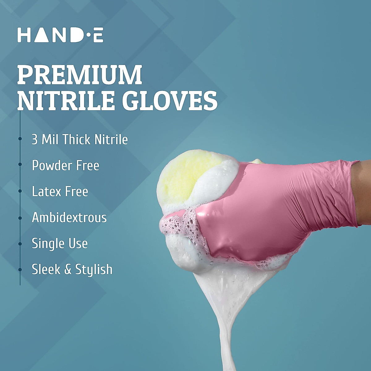 Hand-E Touch Pink Nitrile Disposable Gloves Small, 100 Count - Esthetician, Nail Tech, Microblading, Hair Dye & Stylist, Salon, Cleaning Gloves - Latex Free Gloves