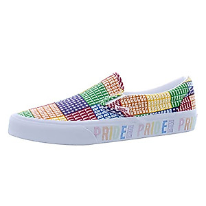Vans Men's Low-Top Sneakers Skate Shoe, Pride Multi True White Classic Slip on, 6.5