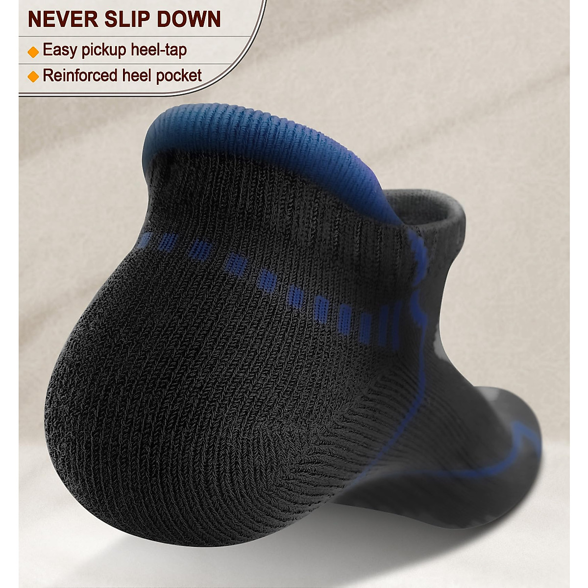 KEMISANT Mens Running Socks 6 Pairs-Athletic Compression Ankle Socks Cushioned for Men Walking-Arch Compression Support(6Pairs,Shoes Size:Men 10-12)