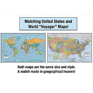 Laminated United States Voyager Map Poster | Bright Style Map | Includes The Most Legible Location Labels | 36” x 24” | Shipped Rolled in a Tube, Not Folded | Great for The Home or Classroom