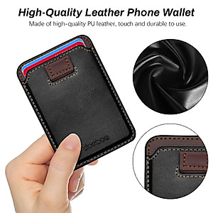 doeboe Phone Wallet, Card Holder for Phone Case, Stick on Leather Credit Card Holder for Cell Phone, Reusable Sticker, Pull-out Design, Compatible with iPhone 14, Samsung, Android and All Smartphones