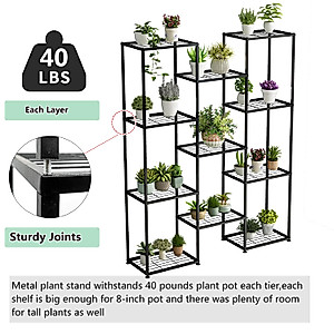 YUJCHMTZN tall black Plant Stand Indoor Metal Plant Stands Outdoor Tiered Plant Shelf for Multiple Plants, 11 Tiers Plant Rack Holder Garden Shelves Flower Stand for Living Room Patio Corner