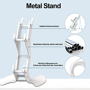 Controller Holder Stand, Universal Metal Material Game Controller Headset Stand Controller Accessories for Gamepad of PS5 / Xbox / PS4 / Switch （White