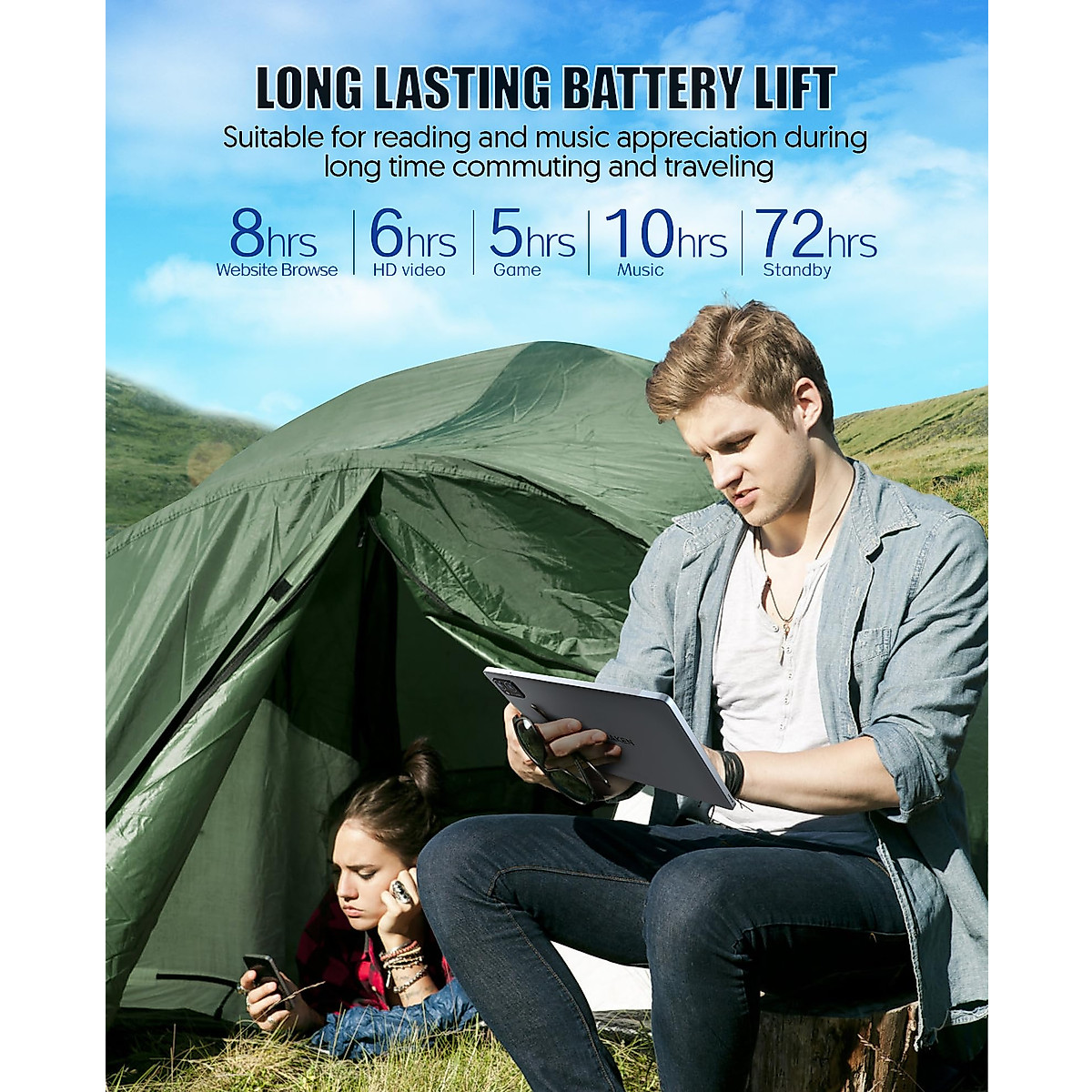 Bakken M40 10.1 Inch Android Tablet, 128GB Memory, 8000mAh Battery, 5G WiFi, 4G/LTE, 1920x1200 Resolution, 13MP Camera, USB-C Charging