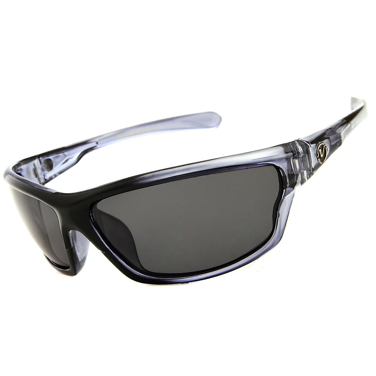 Nitrogen Men's Rectangular Sports Wrap 65mm Polarized Sunglasses, Clear, Regular
