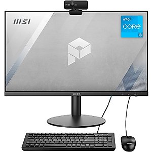 MSI 2023 Pro 24'' FHD LED All-in-One AIO Desktop PC Intel 4-Core i3-10105 16GB DDR4 256GB NVMe SSD 1TB HDD Intel UHD Graphics WiFi AX BT Webcam HDMI RJ45 COM Port Black Windows 10 Pro w/RE 32GB USB