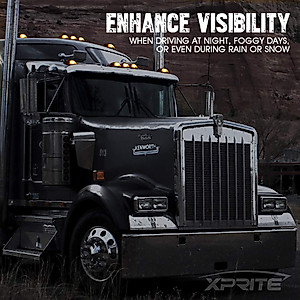 Xprite Black Smoked Lens 12 LEDs Cab Clearance Light 5 Pcs Roof Top Marker Running Lights Kit for Ford Dodge Ram Trucks SUV POV Pickup - Amber Yellow