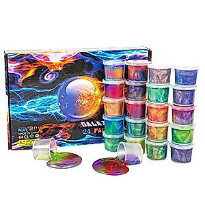 24 Pack Mini Slime, Galaxy Slime Party Favors, Stretchy Slime Kit for Classroom Prizes, Christmas Stocking Stuffers, Goodie Bag Stuffers for Kids Boys Girls 5-12.