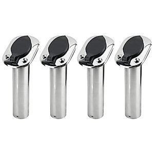 Amarine Made 4 Pack of Stainless Steel Rod Holders Rubber with Cap, Liner, Gasket (30 Degree Rod Holders)