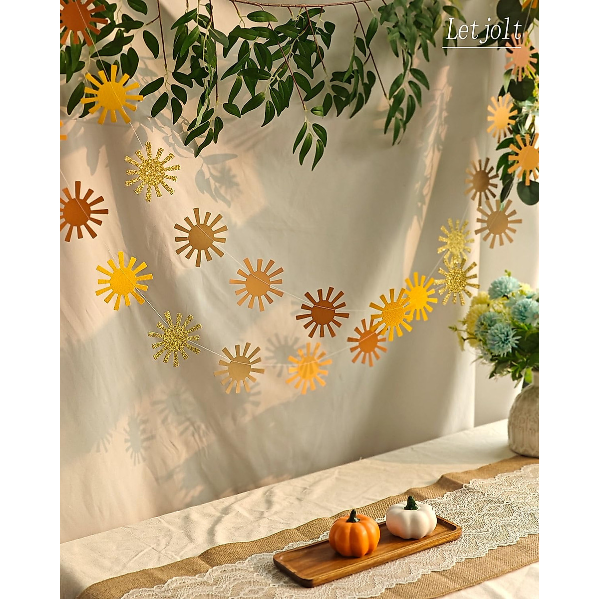 Letjolt Brown Glitter Sunshine Garland Sunny Banner Theme Birthday Party Supplies Hanging Baby Shower Wedding Classroom Nursery Decoration 2 pcs