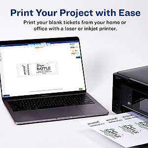 Avery Printable Tickets, 2-1/8" x 5-1/2", Laser/Inkjet, 200 Tickets, Great for Raffle Tickets (16431)