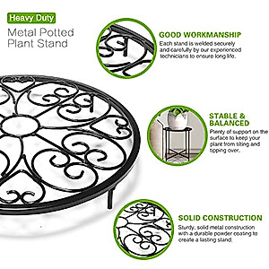 Plant Stand Indoor Outdoor, 2 Pack 15" Tall Flower Pot Stand, Round Metal Corner Plant Stand for Flower Pot, Rustproof Flower Plant Holder for Home, Garden, Patio, Plant Lovers, Housewarming