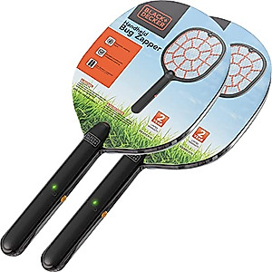 Black + Decker Electric Fly Swatter & Fly Zapper- Bug Zapper Racket Indoor & Outdoor- Handheld, Heavy- Duty Mosquito Swatter, Battery- Powered, Non- Toxic Safe for Humans & Pets Fly Swatters- 2 Pack