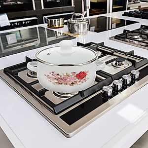 Luxshiny 3pcs Enamel Stock Pot with Lid Retro Floral Cooking Pot Stew Bean Simmer Pot Vintage Soup Pot with Handles Nonstick Cookware for Induction Cookers Gas Stove Random Pattern