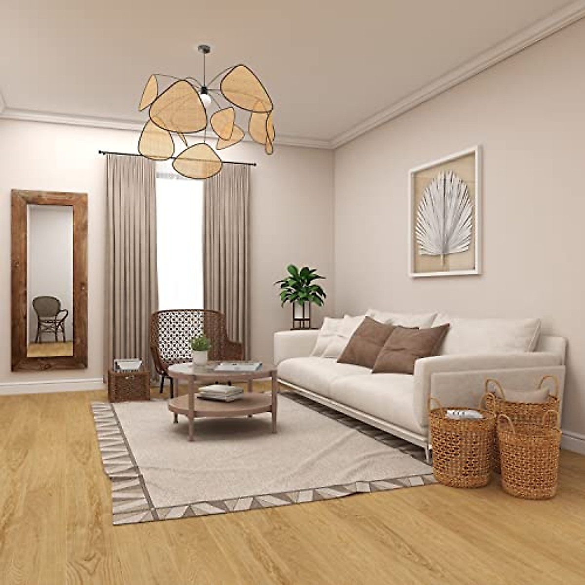 Deco 79 Dried Plant Handmade Woven Storage Basket with Handles, Set of 3 21", 18", 16"H, Brown