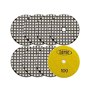 BGTEC 4 Inch Dry Diamond Polishing Pads Set,8 Pieces Pads Kit Grit 100 for Granite Marble Stone Quartz Tiles Concrete Floor Edges Countertop Polishing