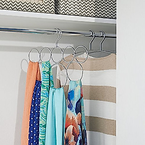 iDesign Classico Metal 8-Loop Scarf Hanger, No Snag Closet Organization Storage Holder for Scarves, Men's Ties, Women's Shawls, Pashminas, Belts, Accessories, Clothes, 13.13" x .5" x 1.25", Chrome