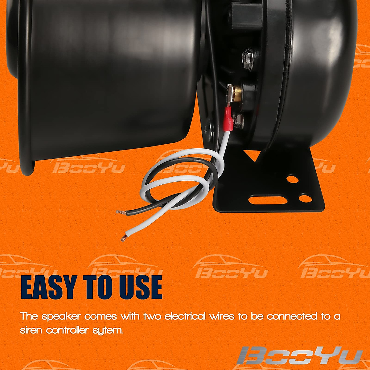 BooYu 200 Watt High-Performance PA Siren Horn Speaker [Black Steel] [8 Ohms] [125-135 dB] [IP66 Waterproof] [Compatible with 100-200 Watt Siren] for Police Car, Ambulance, Fire, Engineer Vehicles