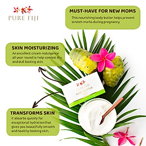 PURE FIJI Body Butter - Moisturizer Body Butter Cream - Face Cream and Body Lotion for Dry Skin with Natural Oils & Vitamin E, Body Butter For Women for Men,Noni, 8oz