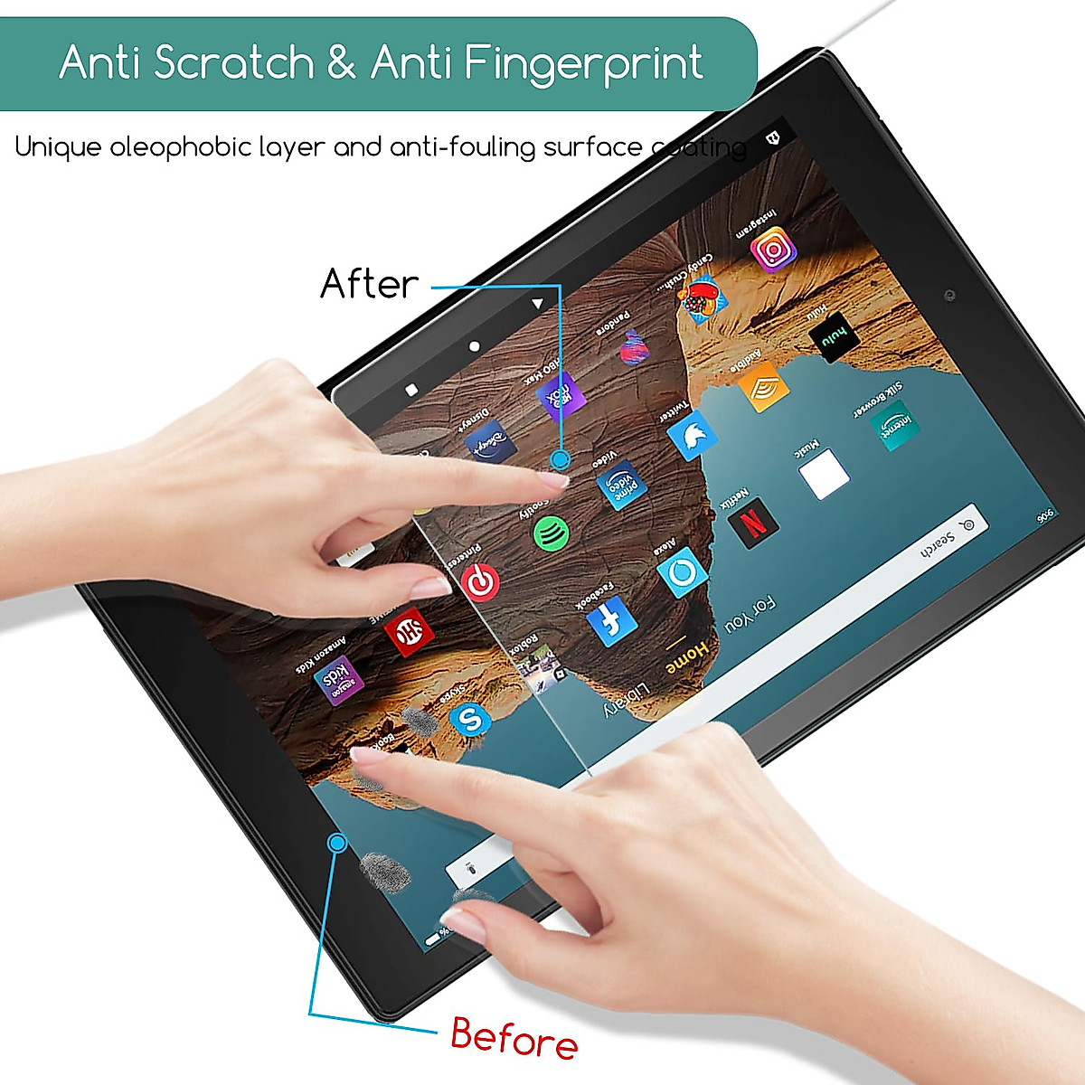 2-Pack Tempered Glass Screen Protector for Amazon Fire HD 10 Tablet 10.1" (7th / 9th Generation, 2017/2019 Release), Tempered Glass Film,Not fit Fire HD 10 2021 Version