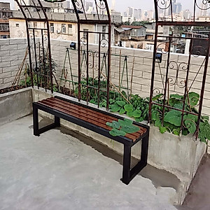 Lnder 100x40x45cm Outdoor Garden Bench Bronze Garden Seat Outdoor Backless Benches Park Solid Wood Bench 400kg Load Capacity (Size : 59in)