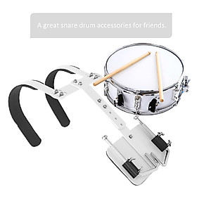 ARTIBETTER Snare Drum Carrier Adjustable Snare Drum Shoulder Strap Harness Backing Frame Percussion Instrument Supplies White