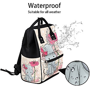 Lovely Elephant Butterfly Flower Diaper Bag Backpack Multi-Function Organizer Large Capacity Waterproof Nappy Bags for Mom Dad Women Men