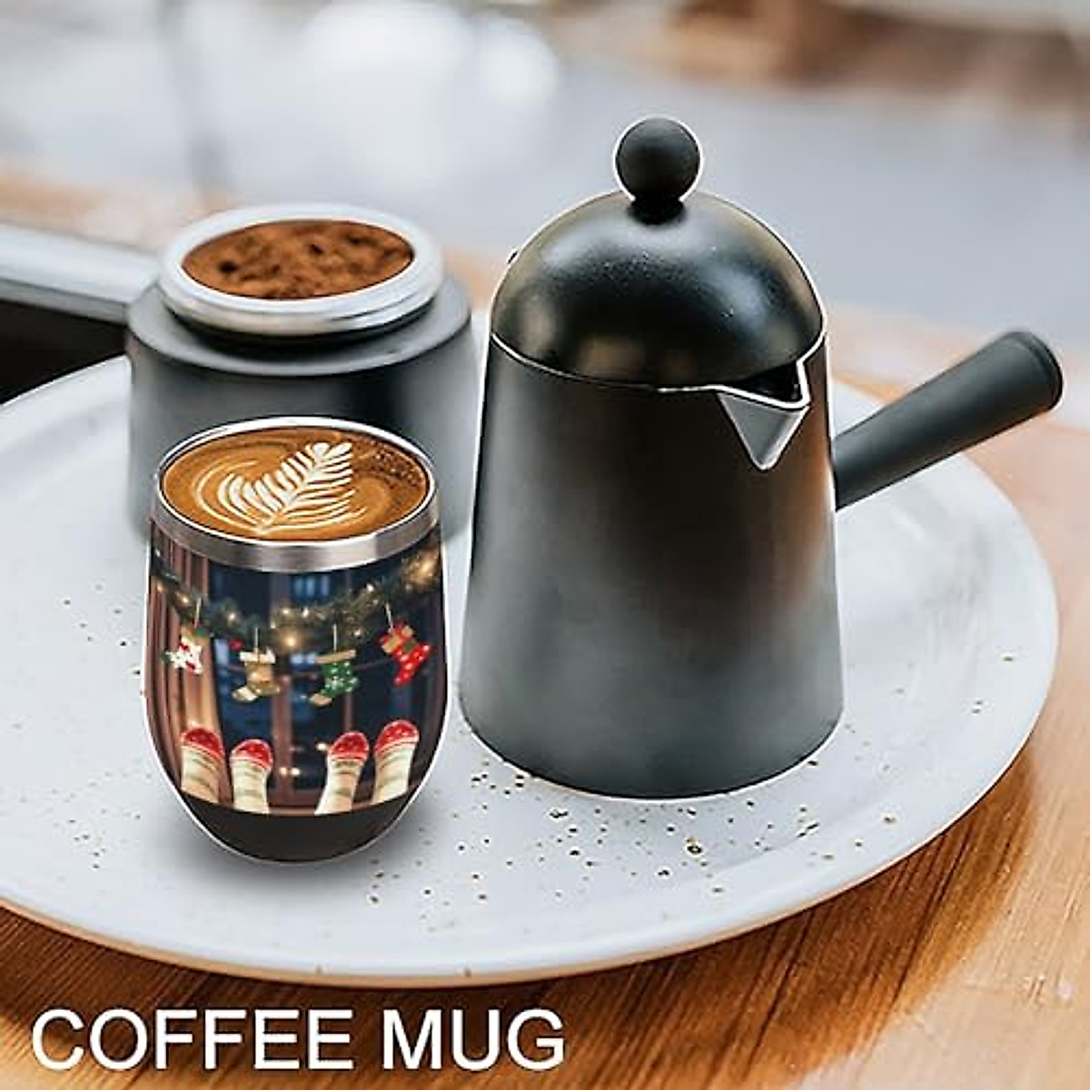 Stainless Steel Insulated Cup, Christmas Socks Xmas Party Print 304 Stainless Steel, Smooth Round Rim Ideal for Office, Home, And Gift Giving