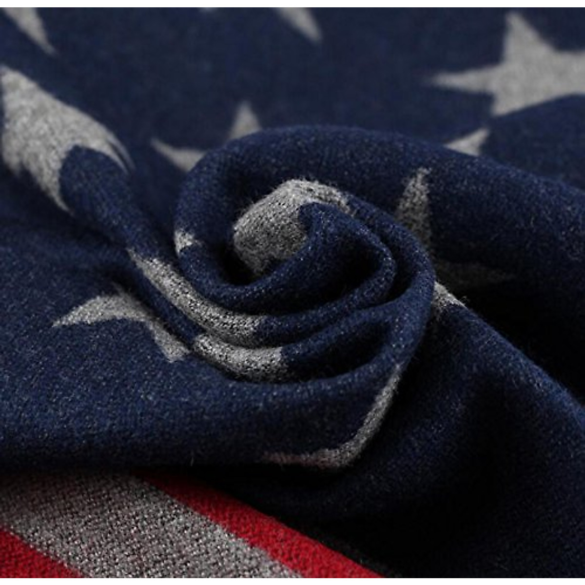 AZYOUNG USA Flag Men’s Winter Warm Knitted Plant Cotton Plaid Color Match Soft Thick Scarf,180cm