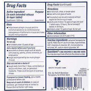 Mucinex 12 Hour Maximum Strength 1200 mg Guaifenesin Extended-Release Tablets for Excess Mucus Relief, Expectorant Aids Excess Mucus Removal, Chest Congestion Relief, 7 Tablets