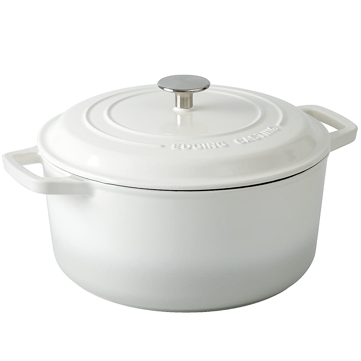 EDGING CASTING Enameled Cast Iron Dutch Oven Pot with Lid, 6-Quart Round Dutch Ovens Dual Handle, Bread Oven for Bread Baking, Oven Safe up to 500°F, White