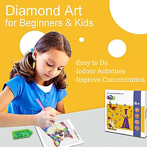 AyuqEjus 5D Diamond Art Kits for Kids with Wooden Frame, Diamond Art for Kids Ages 6-12 by Number Kits DIY Painting Arts and Crafts,Diamond Dots for Kids Gift 6" X 6" (Corgi)