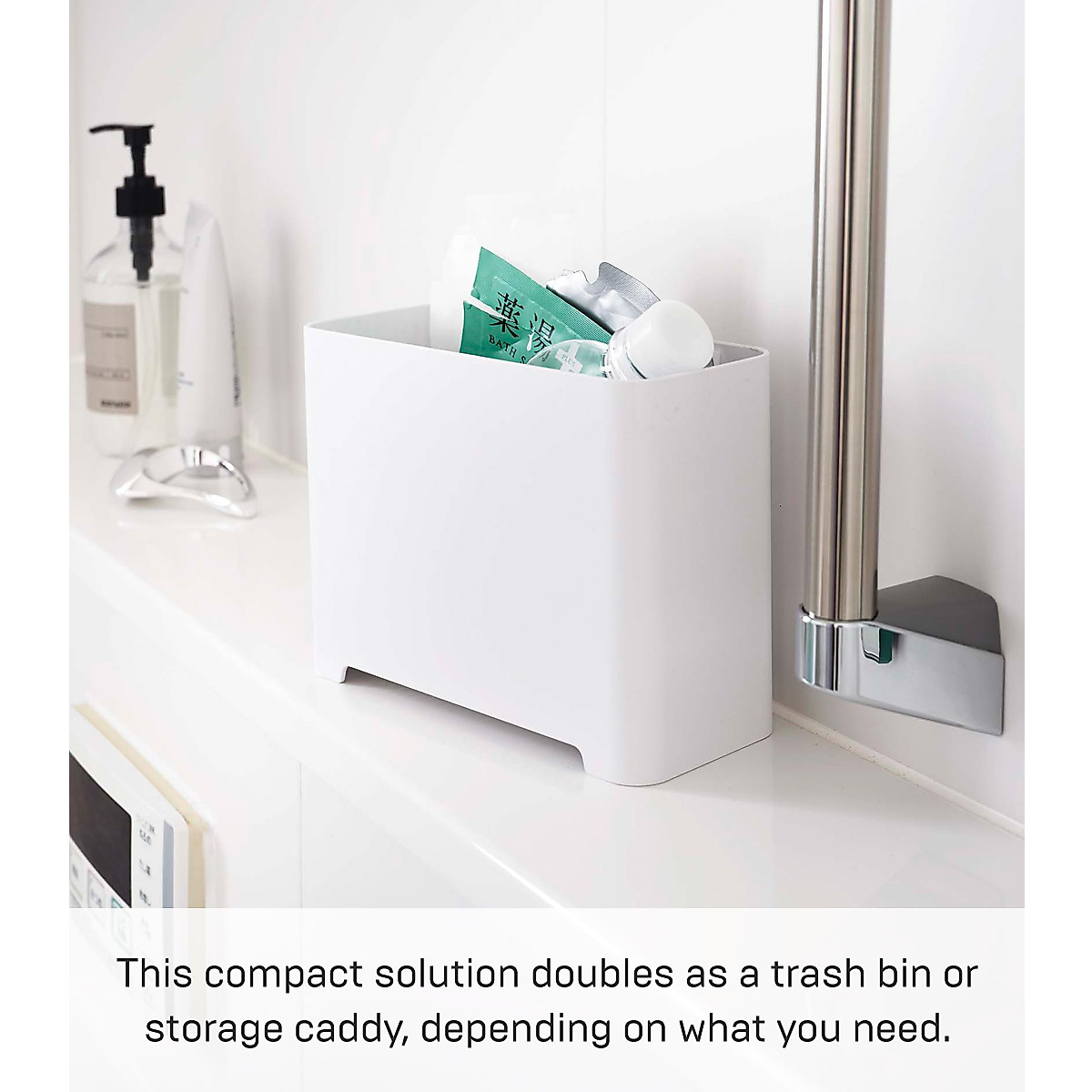 Yamazaki Home Bathroom Storage Organizer Self-Draining Corner Shower Caddy for Shampoo Soap or Cleaning Supplies | ABS Plastic, One Size, White