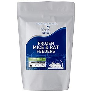 MiceDirect Frozen Mice Combo Pack of 50 Small Fuzzie & Fuzzie Feeder Mice – 25 Small Fuzzies & 25 Fuzzies - Food for Corn Snakes, Ball Pythons, & Pet Reptiles - Snake Feed Supplies